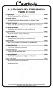 Dinner Menu – Capriccio Ristorante Italiano & Lounge | Naples FL 34109