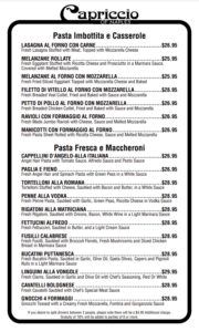 Dinner Menu – Capriccio Ristorante Italiano & Lounge | Naples FL 34109