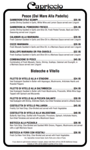 Dinner Menu – Capriccio Ristorante Italiano & Lounge | Naples FL 34109