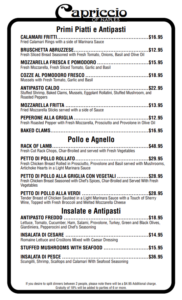 Dinner Menu – Capriccio Ristorante Italiano & Lounge | Naples FL 34109